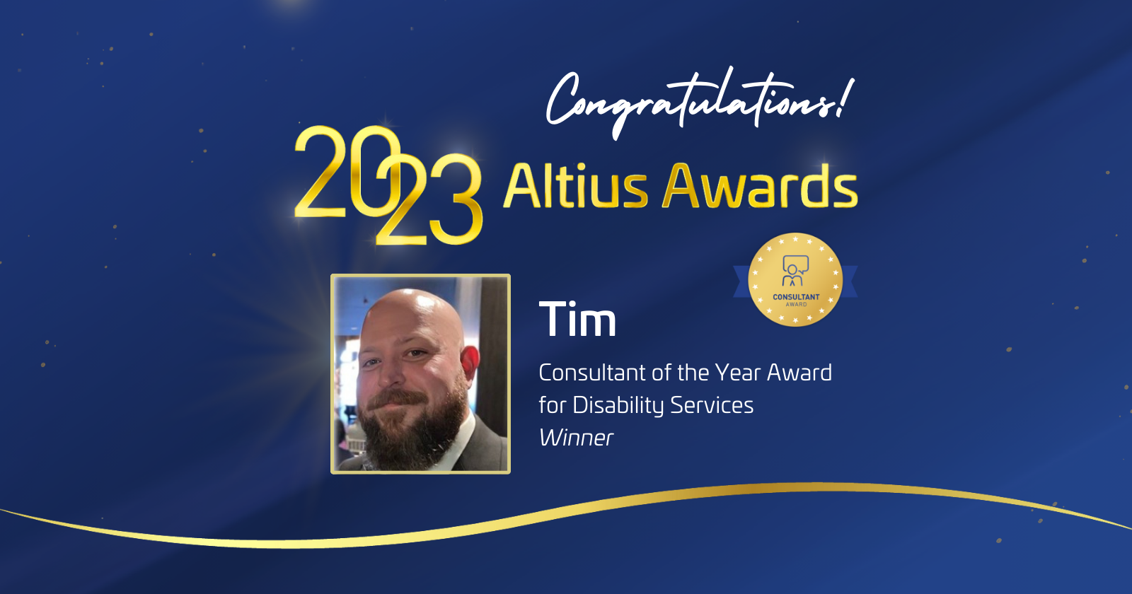 Celebrating Tim: Winner of Consultant of the Year at the 2023 Altius Awards